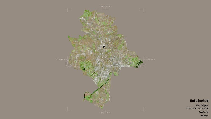 Nottingham - England. Bounding Box. Satellite Stock Illustration ...