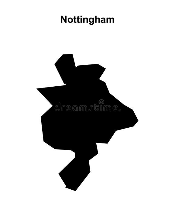 Nottingham outline map stock vector. Illustration of counties - 360363321
