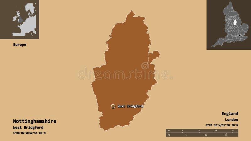 Administrative Map of Nottinghamshire As of 2022 - Vector Illustration ...