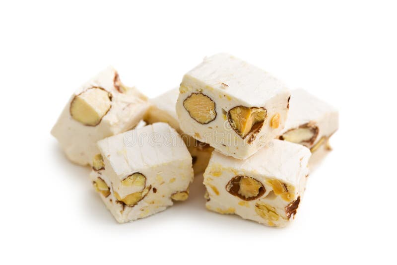 Nougat Blanc Avec Des Amandes Photo stock - Image du festin, sucrerie ...