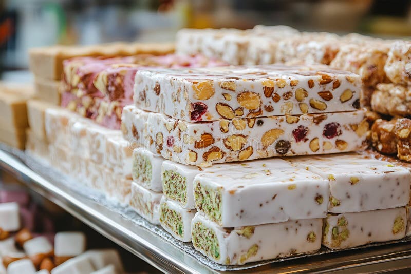 Nougat with Nuts is Sold on the Market. Stock Illustration ...