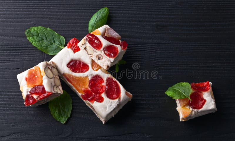 Nougat with tropical fruit stock photo. Image of honey - 68726318