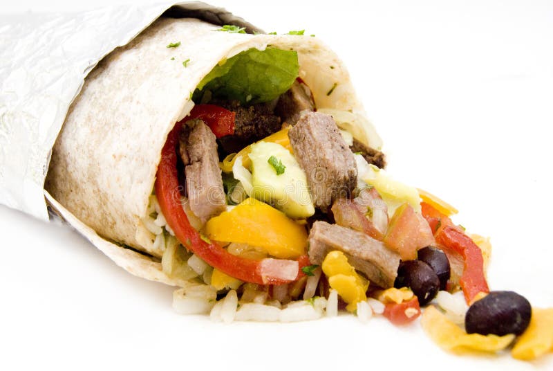 Nourriture De Riz De Burrito De Boeuf Et De Mexicain De Haricots Image ...