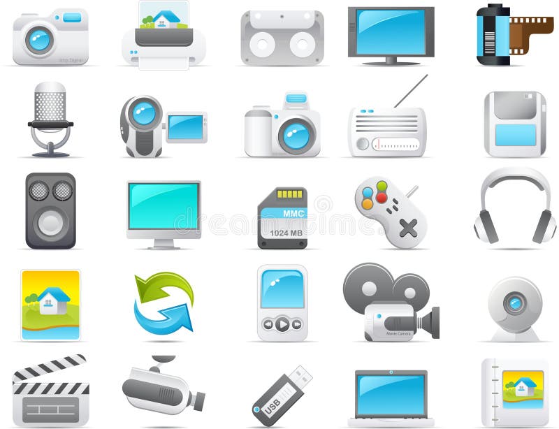 Nouve Icon Set: Media and Electronics Stock Vector - Illustration of ... Nouve Icon Set: Media and Electronics Stock Vector - Illustration of ...