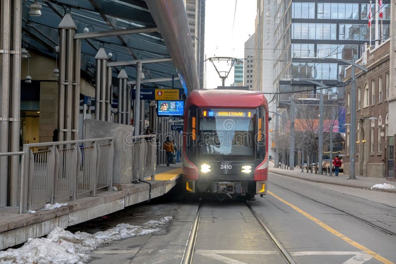 A C-train Metro System Saddletowne Direction in Downtown Editorial ...