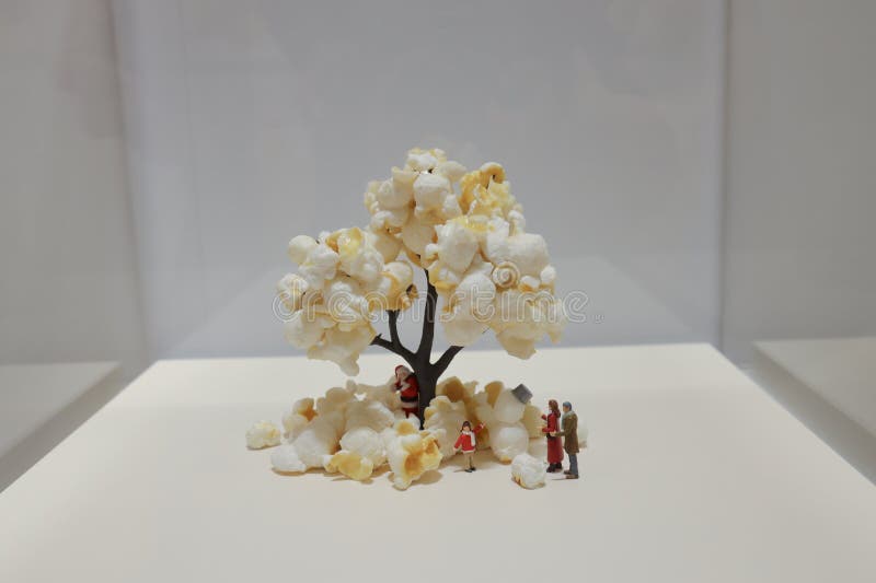 Nov 22 2024 Creative Popcorn Tree with Miniature People Scene Editorial ...