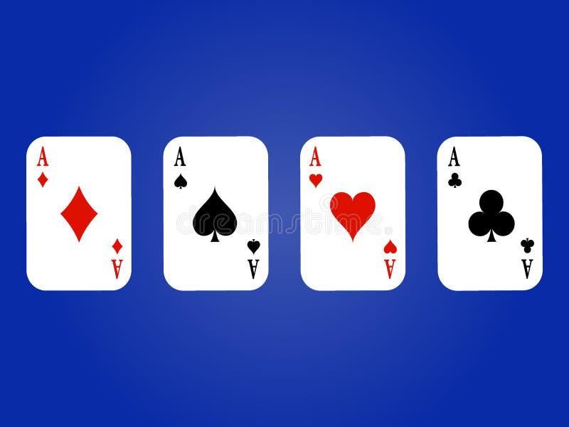 Four Aces Card Suits on Blue Background Vector Illustration Stock ...