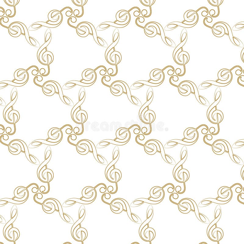 Music Key Pattern Gold White Background Stock Vector - Illustration of ...
