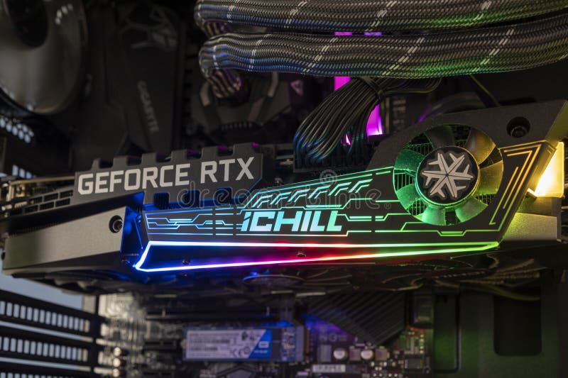 NVidia GeForce RTX 3080 Graphics Card Inside the Gaming PC Tower. GPU ...