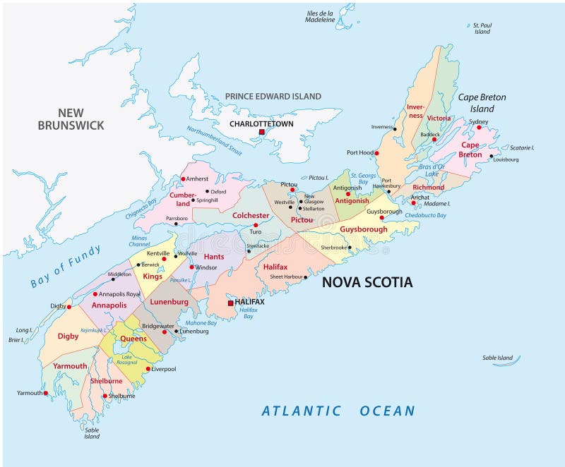 Nova Scotia Administrative and Political Vector Map Stock Vector ...