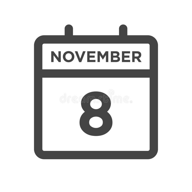 November 8 Calendar Day or Calender Date for Deadlines or Appointment ...