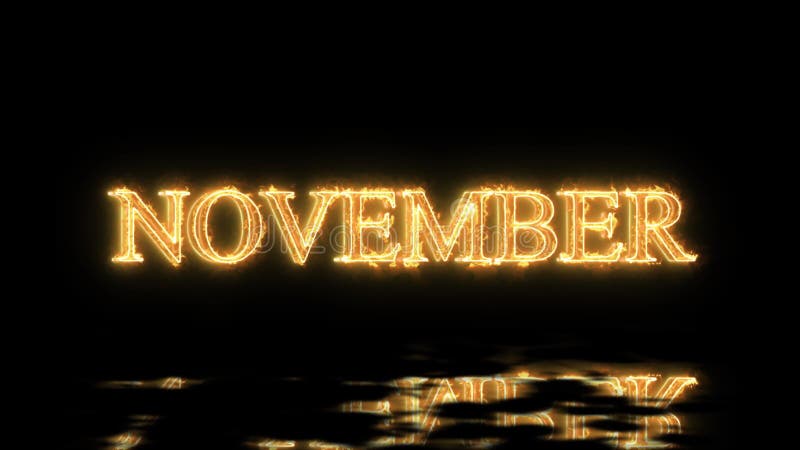 November Burning Fire with Reflection on Black Background Stock Footage ...