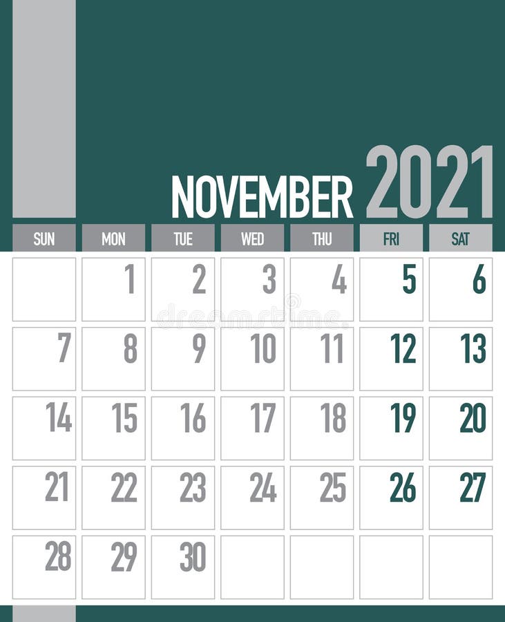 November 2021 Business Planner Calendar Stock Illustration ...