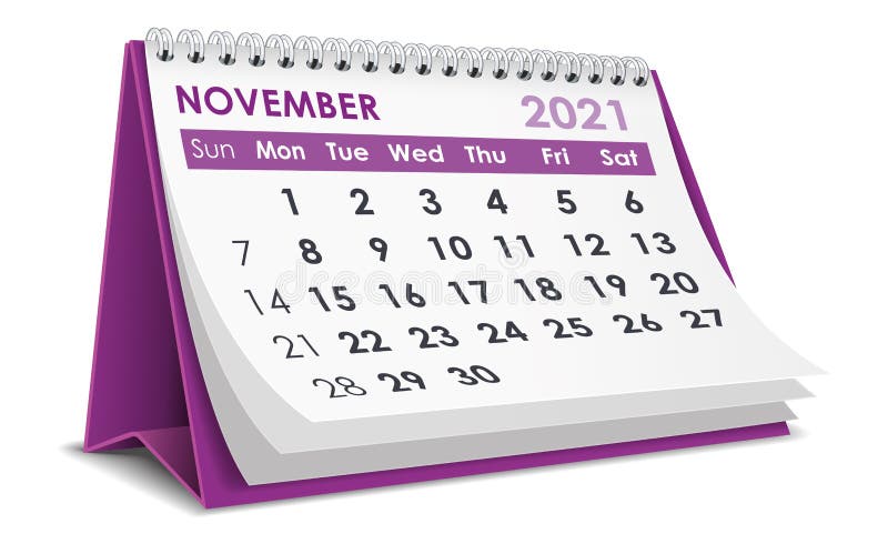 November 2021 Calendar Template Design with White Background. Week ...
