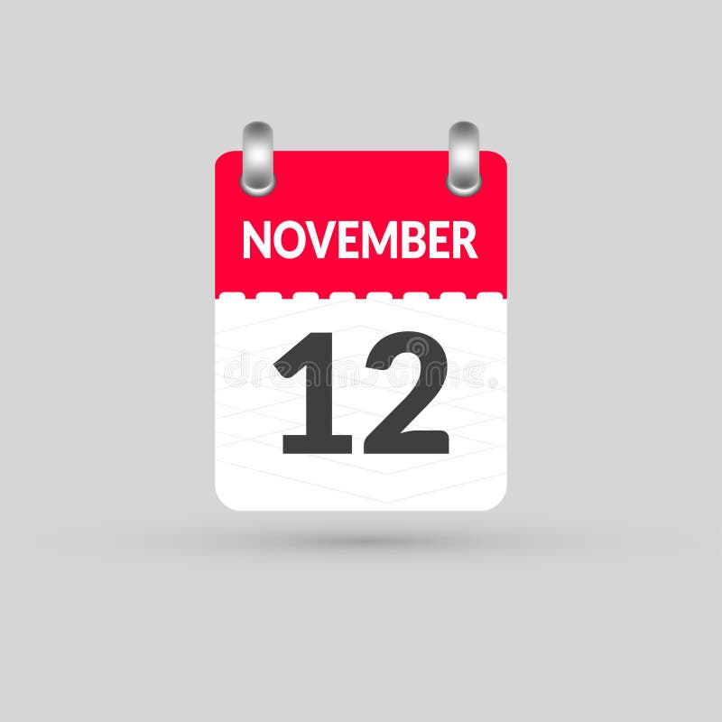November 12 Calendar Date, Month Icon Stock Vector - Illustration of ...