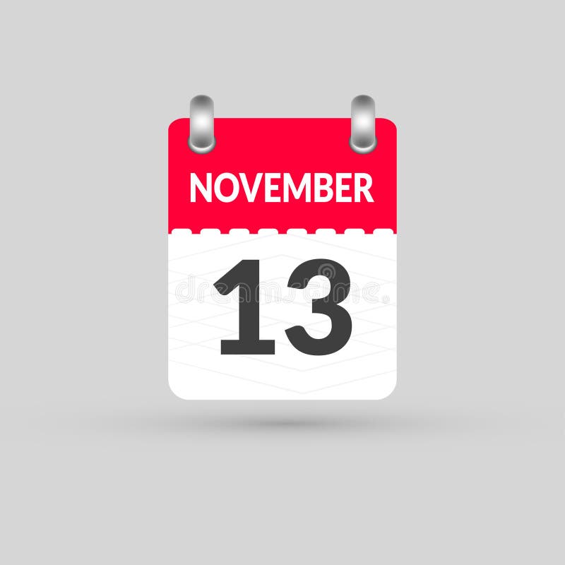 November 13 Calendar Date, Month Icon Stock Vector - Illustration of ...