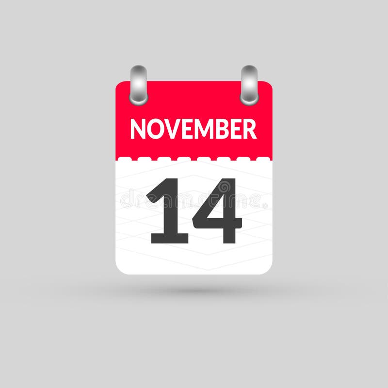 November 14 Calendar Date, Month Icon Stock Vector - Illustration of ...