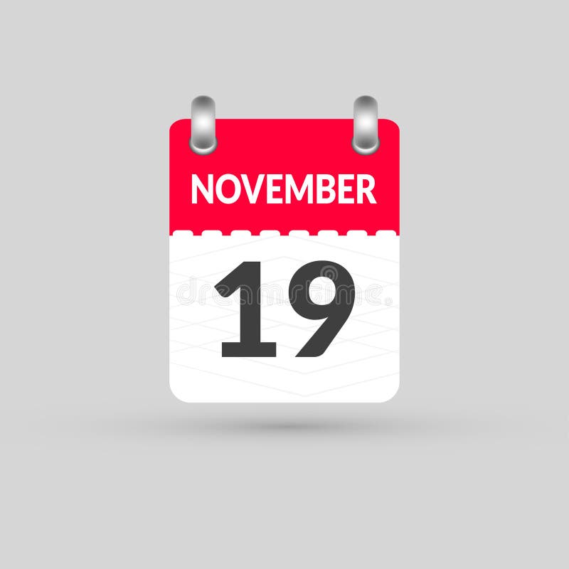 November 19 Calendar Date, Month Icon Stock Vector - Illustration of ...