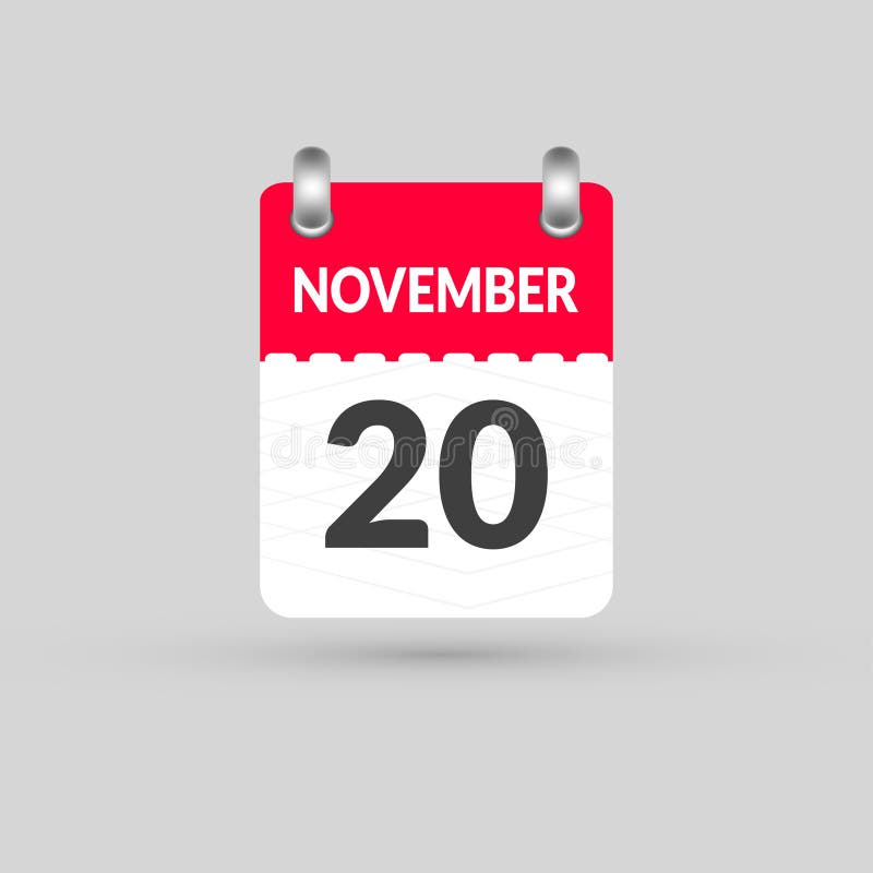 November 20 Calendar Date, Month Icon Stock Vector - Illustration of ...