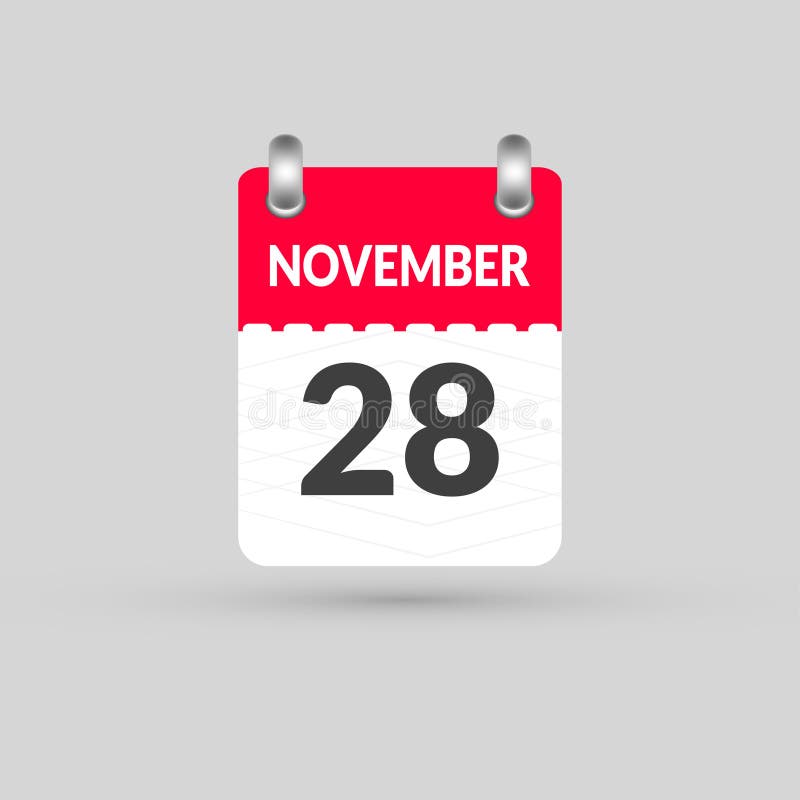 November 28 Calendar Date, Month Icon Stock Vector - Illustration of ...