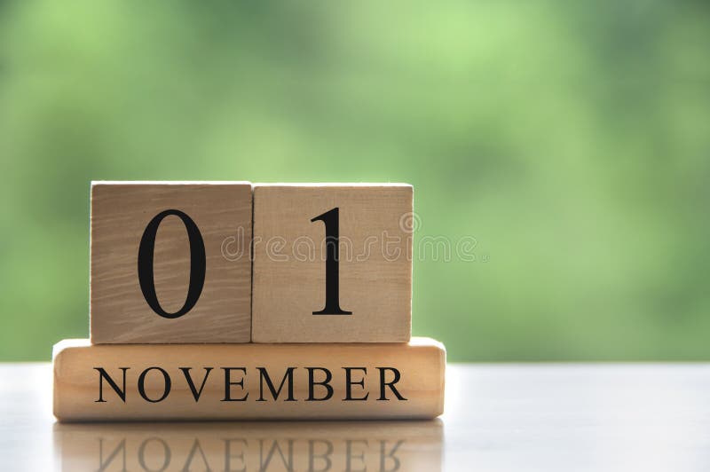 November 1 Calendar Date Text on Wooden Blocks with Copy Space for ...