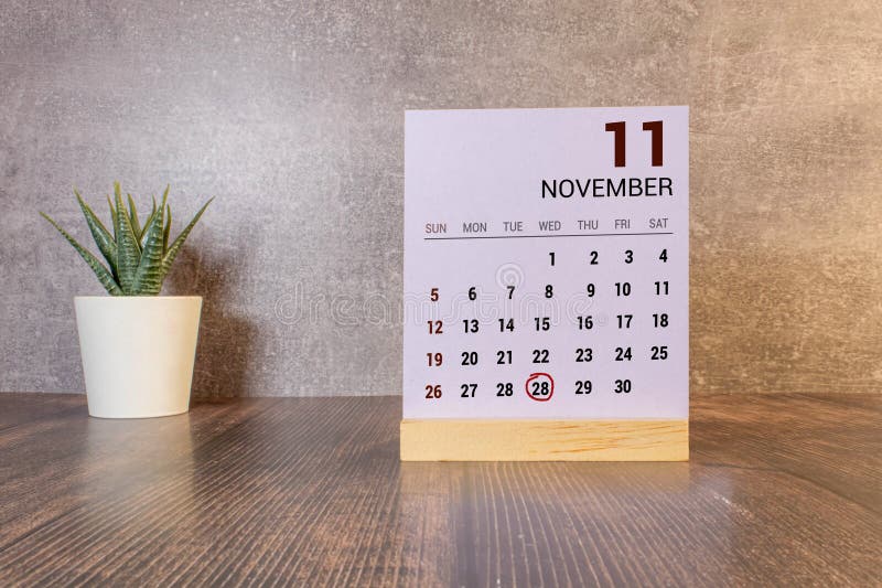 November 28 Calendar Date Text on Wooden Blocks with Copy Space for ...