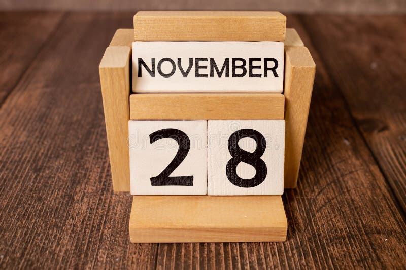 November 28 Calendar Date Text on Wooden Blocks with Copy Space for ...