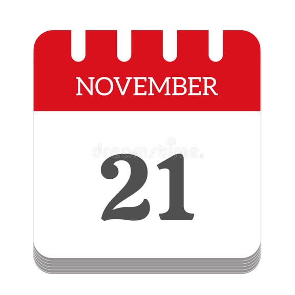 November 21 Calendar Flat Icon Stock Illustration - Illustration of ...