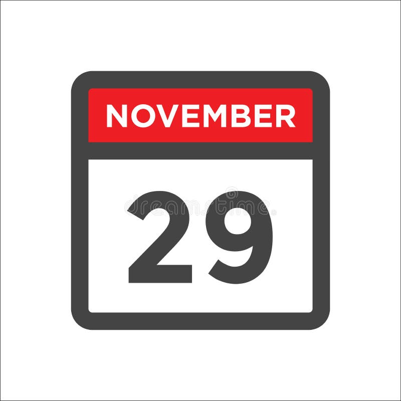 November 29 Calendar Icon with Day and Month Stock Vector ...