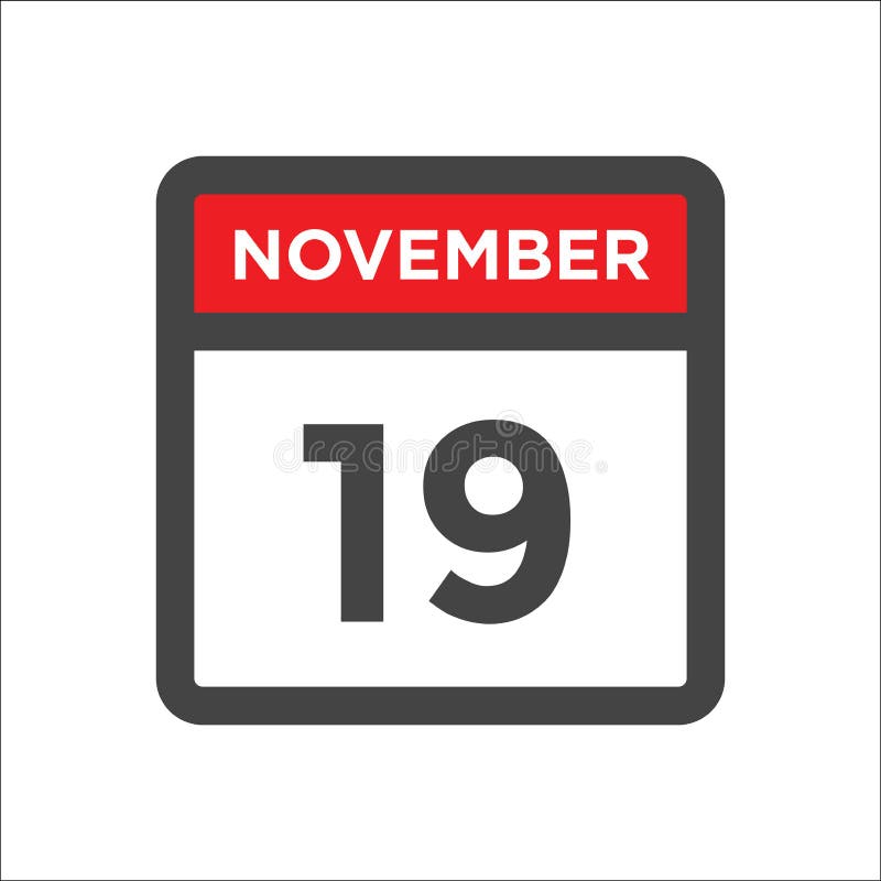 November 19 Calendar Icon with Day and Month Stock Vector ...