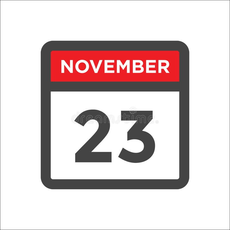 November 23 Calendar Icon with Day and Month Stock Vector ...