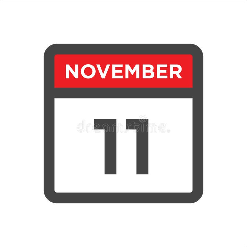 November 11 Calendar Icon with Day and Month Stock Vector ...