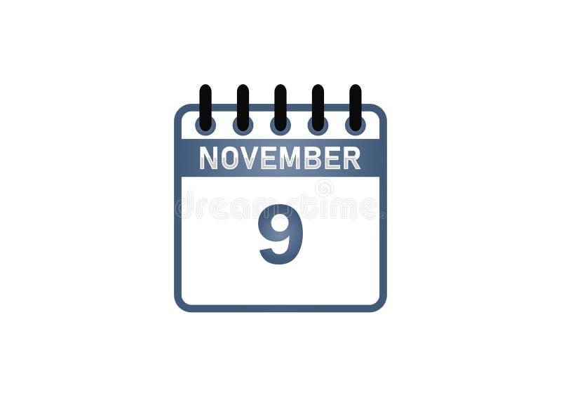 November 9 Calendar Icon stock vector. Illustration of national - 369637423