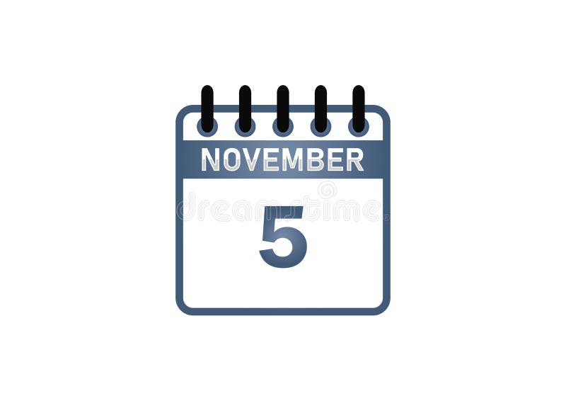 November 5 Calendar Icon stock vector. Illustration of tradition ...