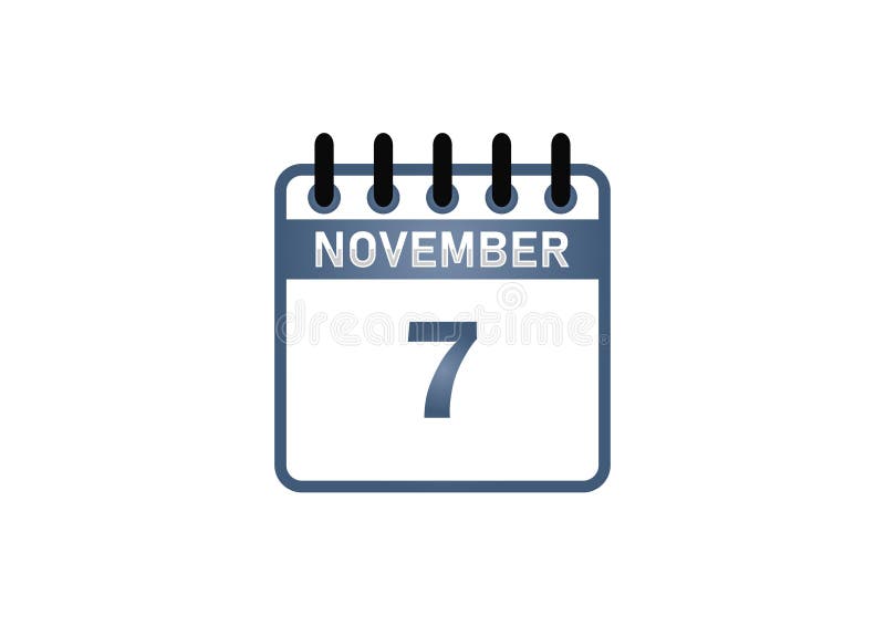 November 7 Calendar Icon stock illustration. Illustration of observance ...
