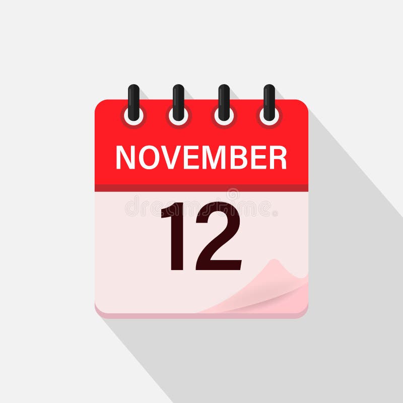 November 12, Calendar Icon with Shadow. Day, Month. Flat Vector ...