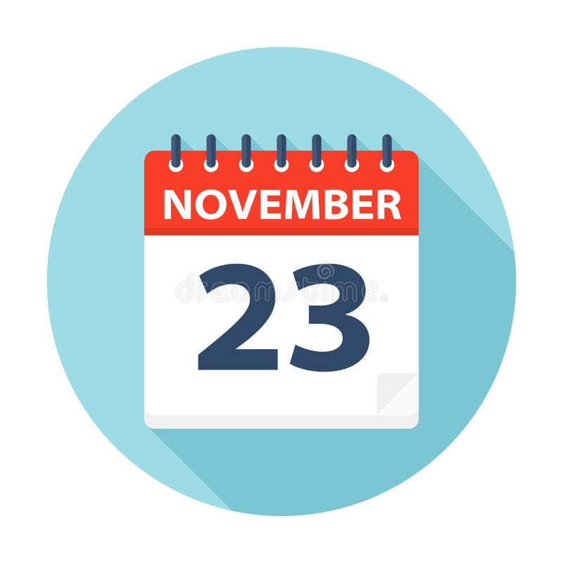 November 23 - Calendar Icon Stock Illustration - Illustration of flat ...