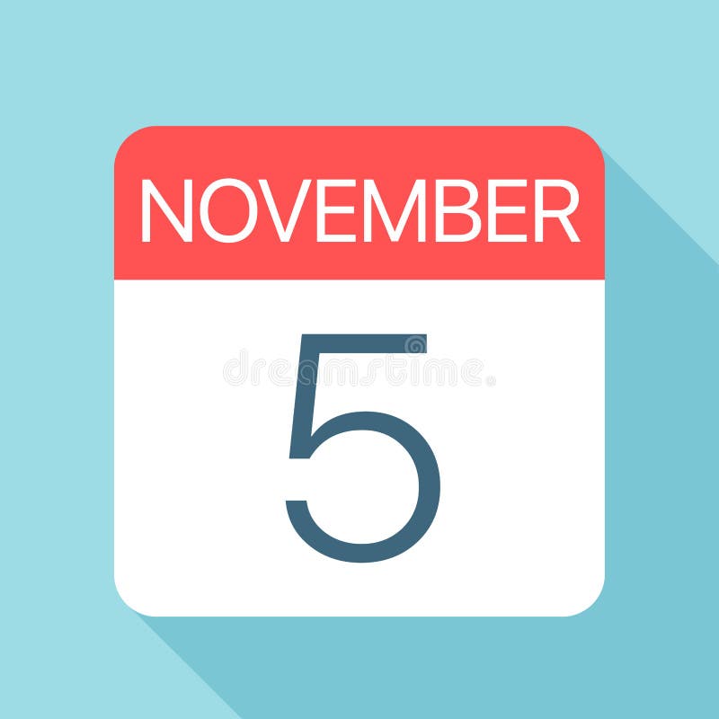 November 5 - Calendar Icon. Vector Illustration of One Day of Month ...