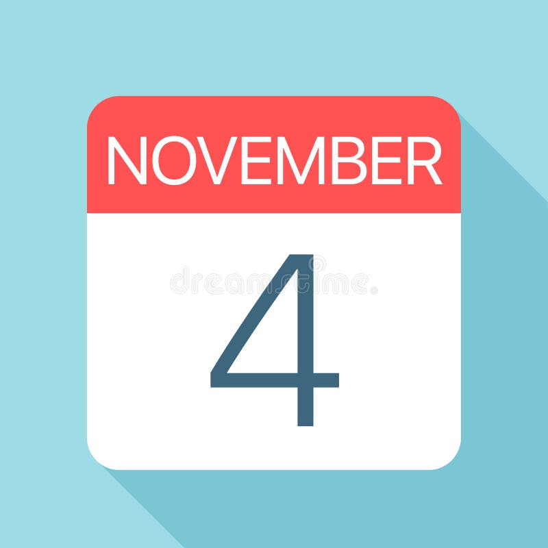 November 4 - Calendar Icon. Vector Illustration of One Day of Month ...