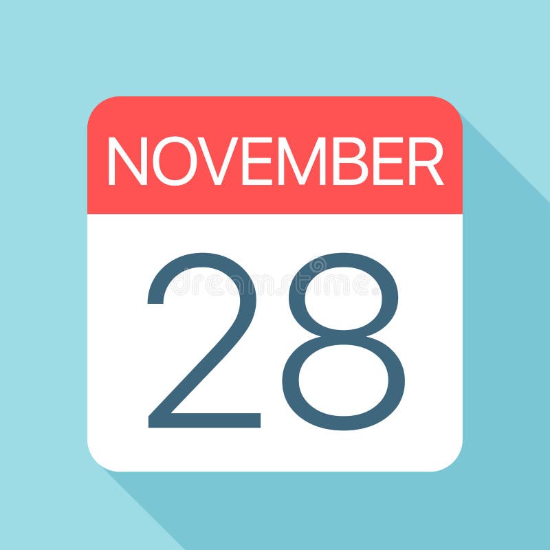 November 28 - Calendar Icon. Vector Illustration of One Day of Month ...