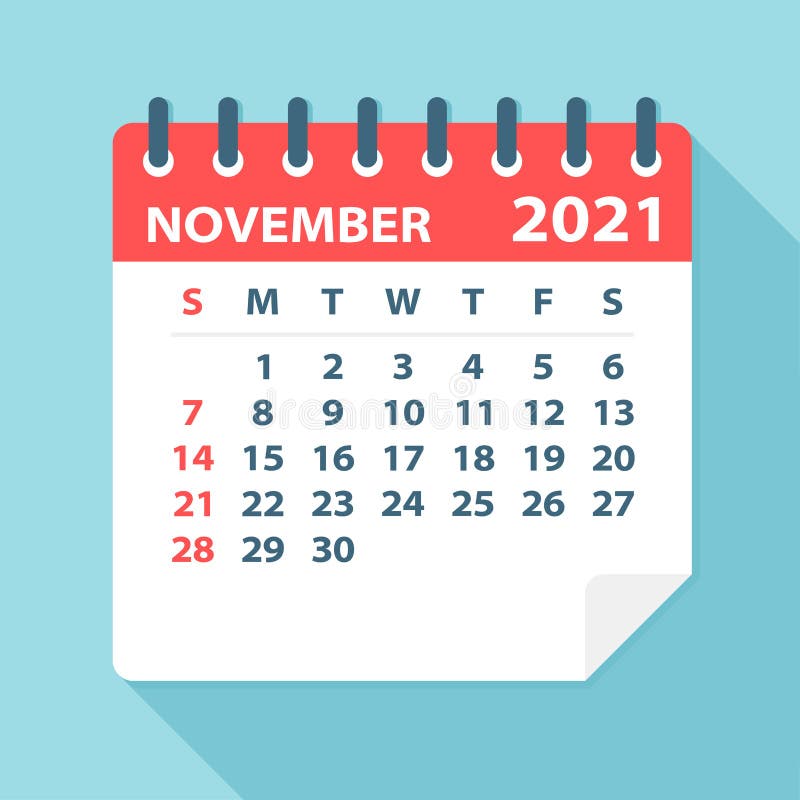 November 2021 Calendar Leaf - Vector Illustration Stock Illustration ...