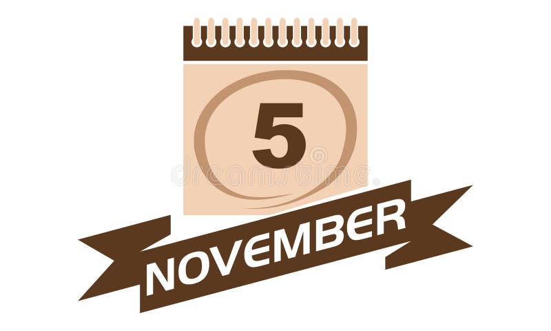 5 November Calendar with Ribbon Stock Illustration - Illustration of ...