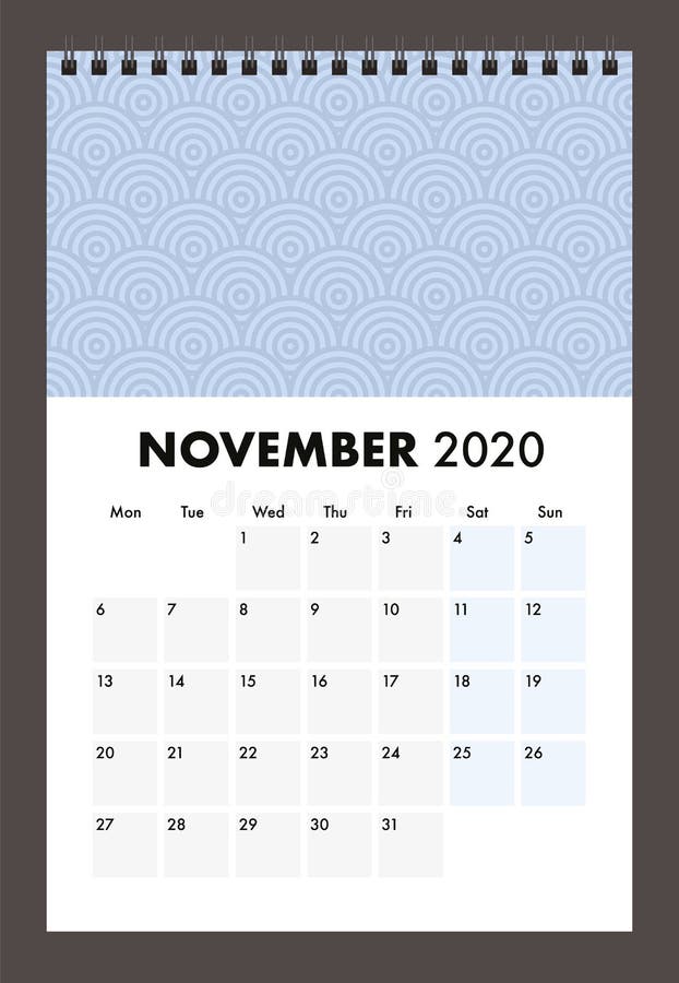 November 2020 Calendar with Wire Band Stock Illustration - Illustration ...