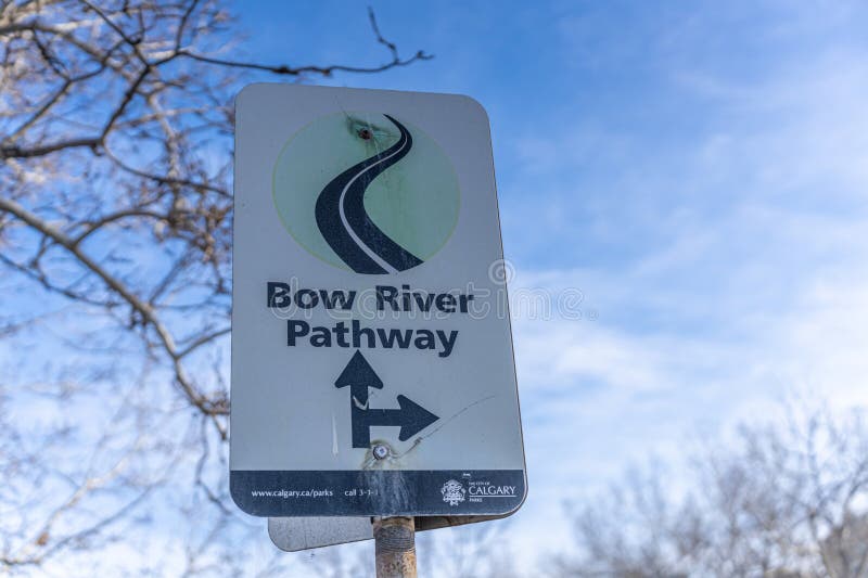 12 November 2023 - Calgary Alberta Canada - Bow River Pathway Sign ...