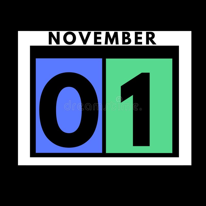 November 1 . Colored Flat daily Calendar Icon .date ,day, Month ...