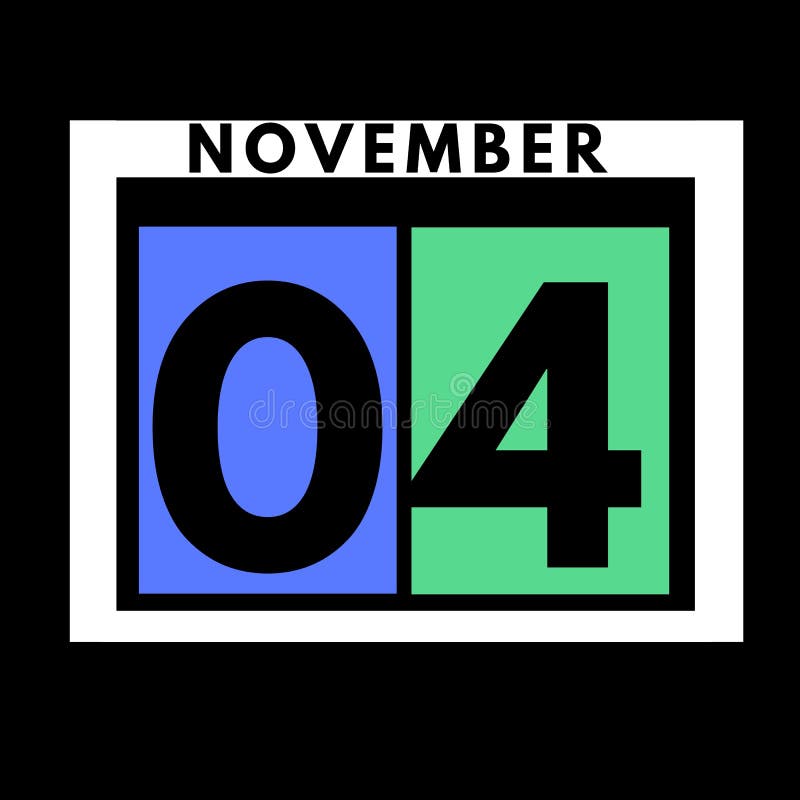 November 4 . Colored Flat daily Calendar Icon .date ,day, Month ...