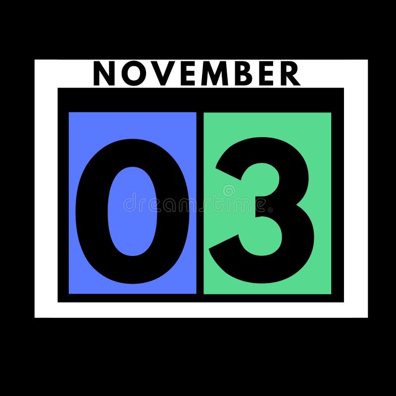 November 3 . Colored Flat daily Calendar Icon .date ,day, Month ...
