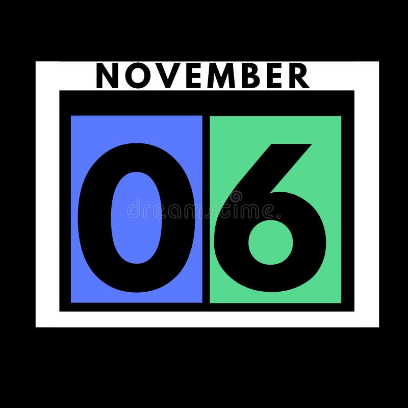 November 6 . Colored Flat daily Calendar Icon .date ,day, Month ...