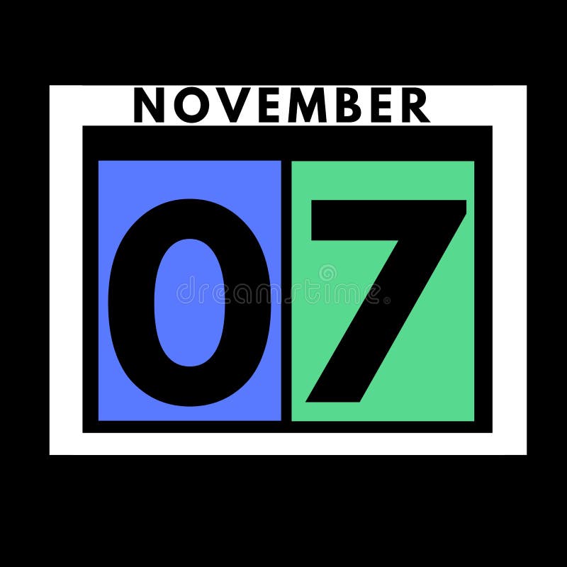 November 7 . Colored Flat daily Calendar Icon .date ,day, Month ...