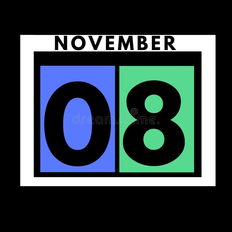November 8 . Colored Flat daily Calendar Icon .date ,day, Month ...